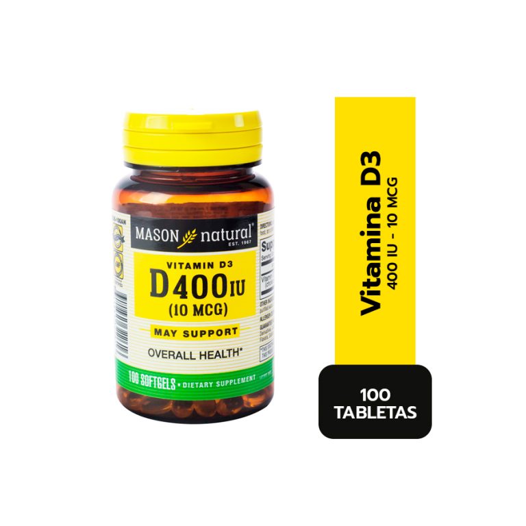 Mason Vitamina D 400UI Cápsula Blanda - Frasco 100 Un - Boticas Hogar y ...